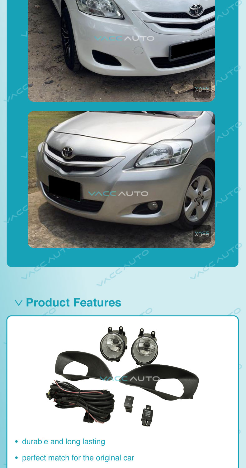 Toyota Vios (2nd Gen) Fog Lamp Completed Set Bumper Fog Lamp Replace Complete Kit 2007-2012 XP90 ...