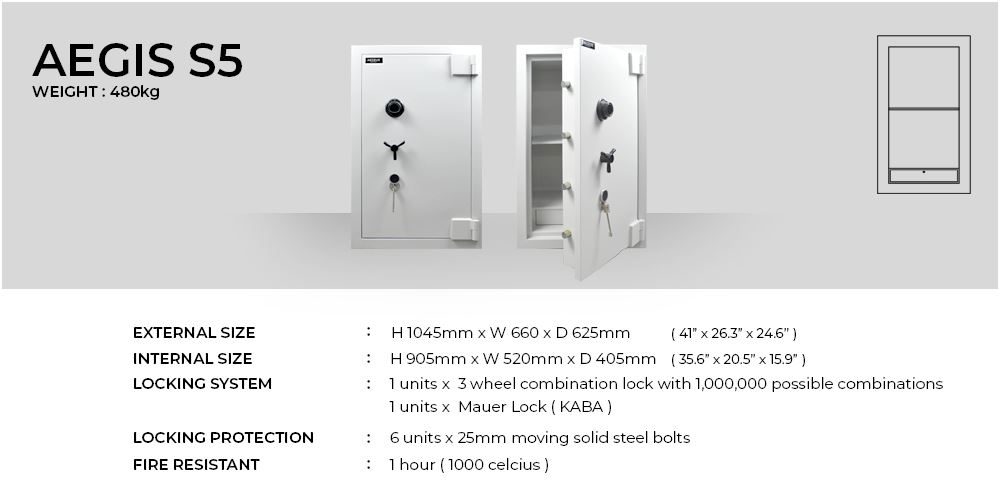 Aegis S5 Home Safe Box Aegeus Brand Safety Box Peti Besi Fire Resistant ...