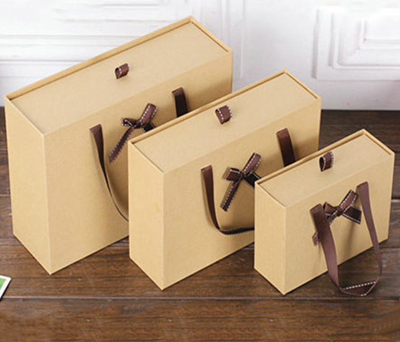 Khaki brown Pull-out portable gift box love gift box packaging present ...