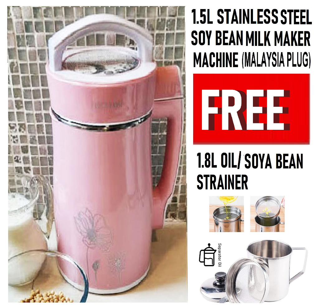 1.5L Stainless Steel Soya Bean Milk Maker Machine (with Malaysia Plug ...