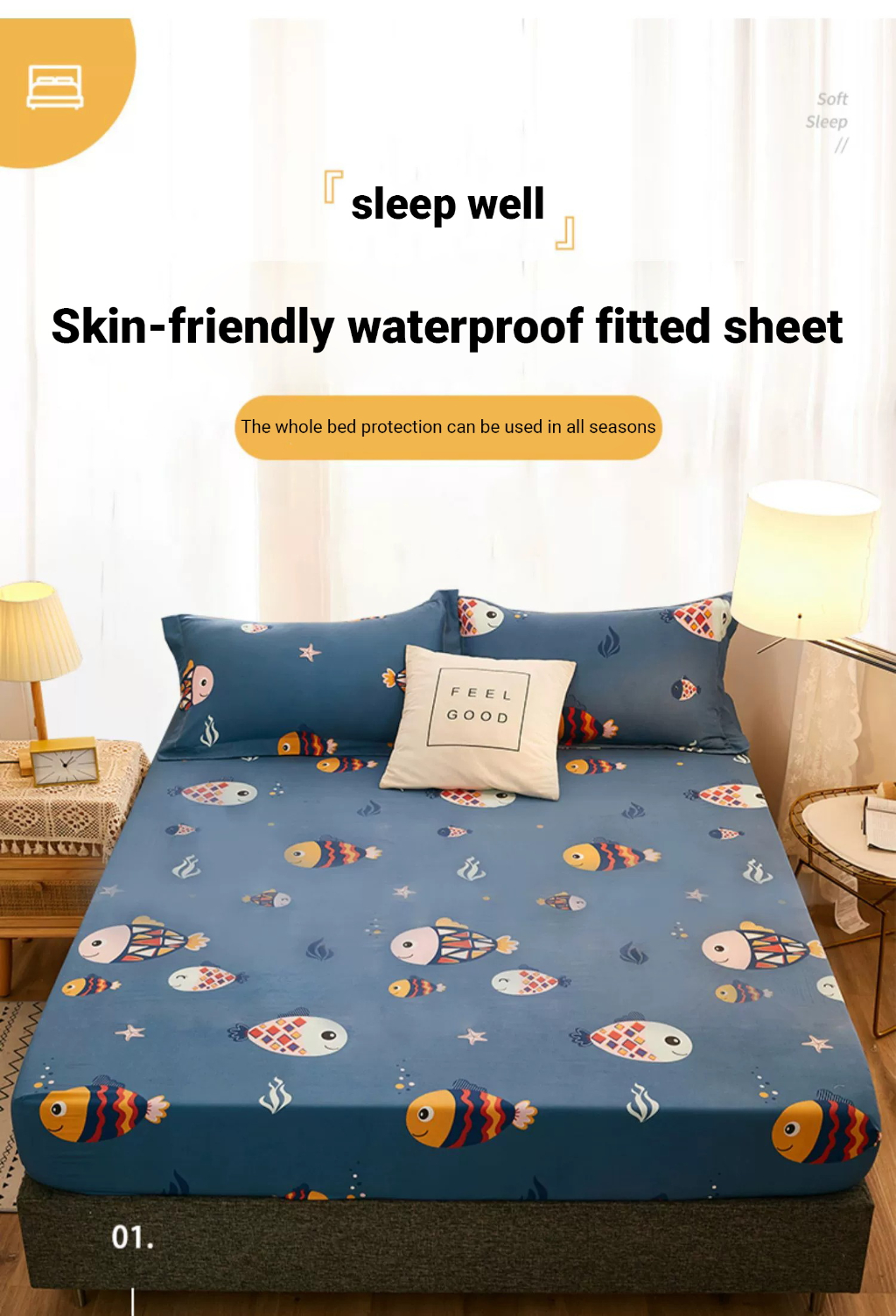 Cute Cartoon Series Mattress Cover Waterproof Mattress Protector Single ...