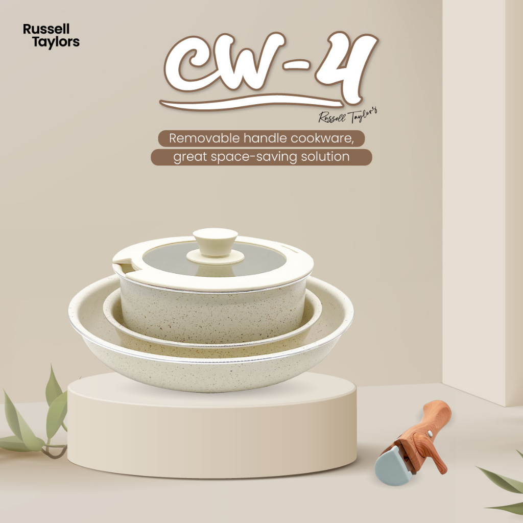 Russell Taylors Detachable Handle Non-stick Cookware Set - Fry Pan ...