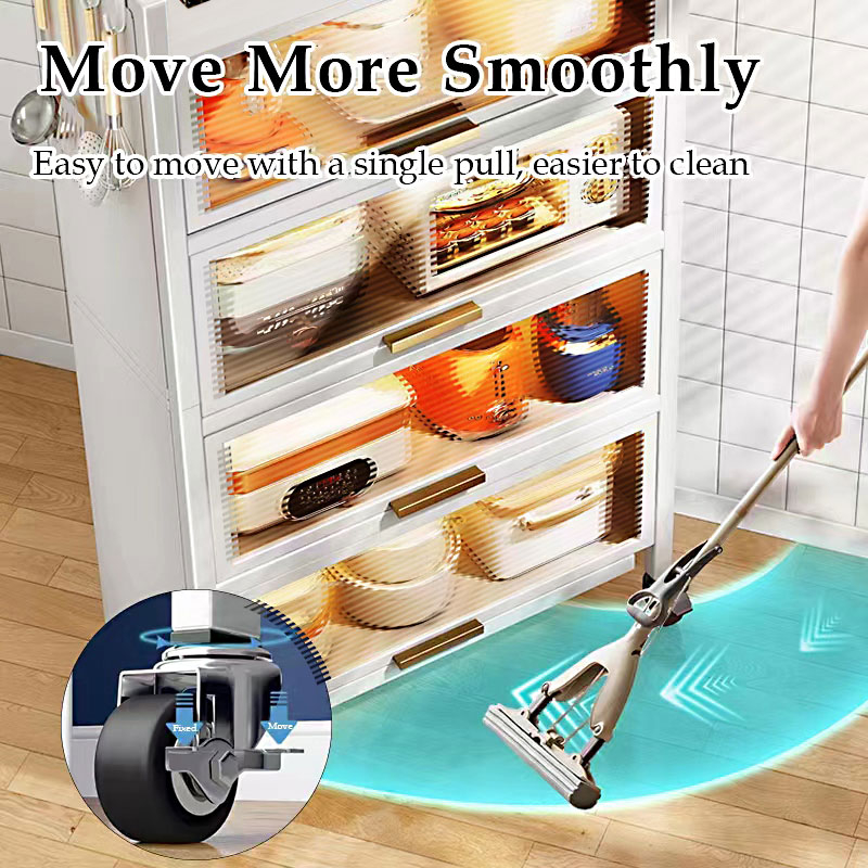Kitchen Storage Cabinet Multi-layer Carbon Steel Organizer Rack Grey ...