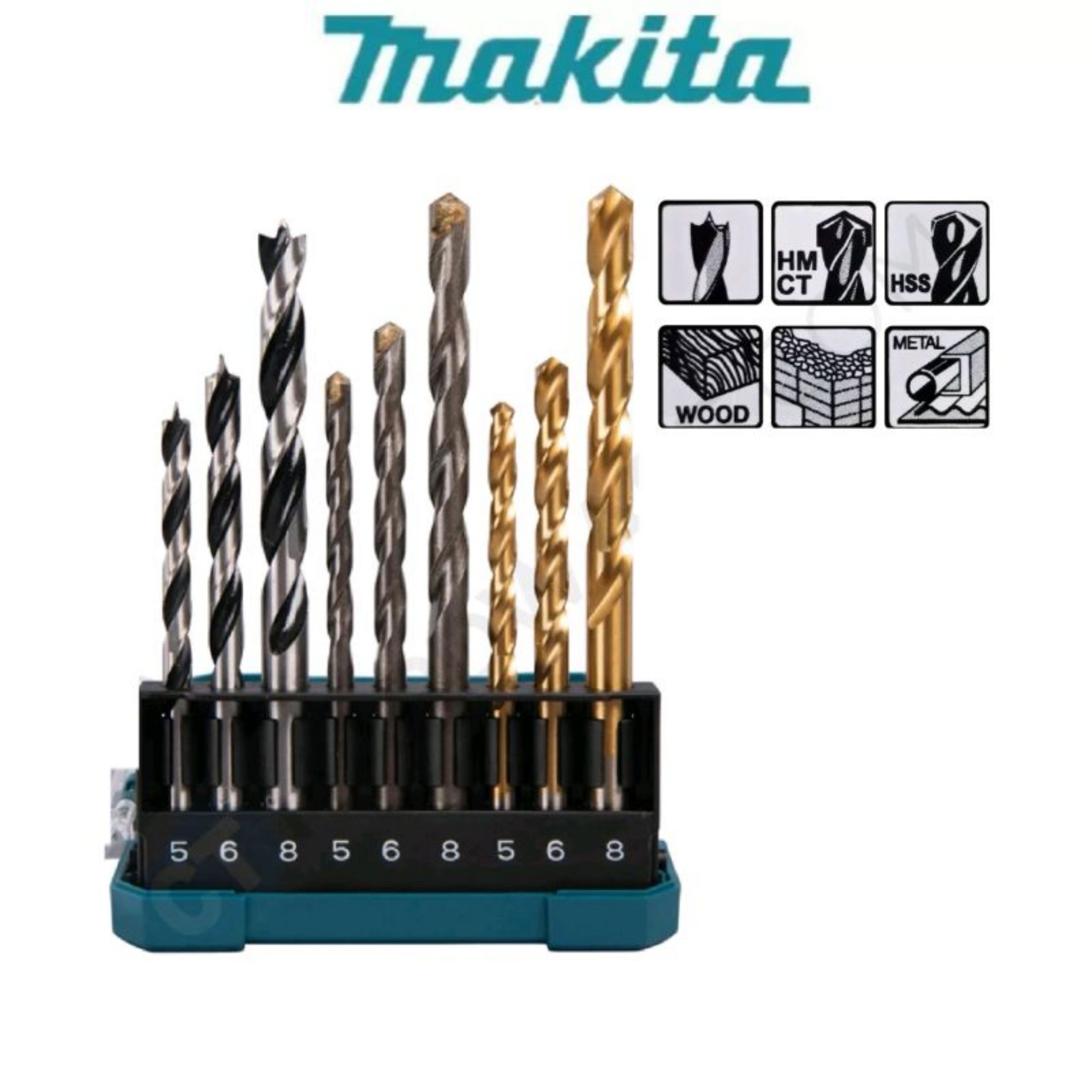 Makita Straight Shank Wood~Masonry~Metal Drill Bit Set (High Quality ...
