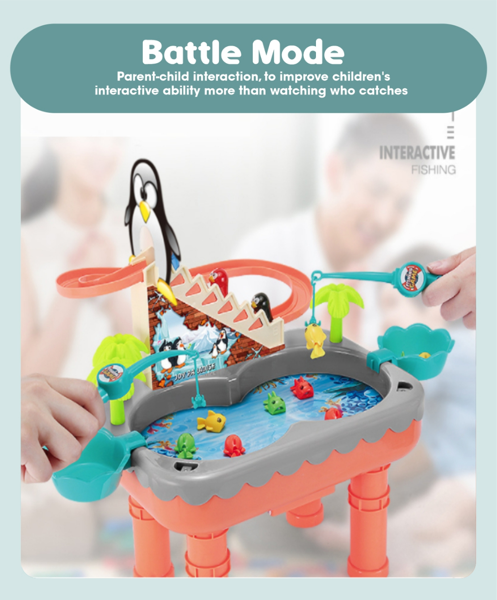 Magnetic Fishing Game Baby Penguin Race Sliding Track Montessori Toys ...