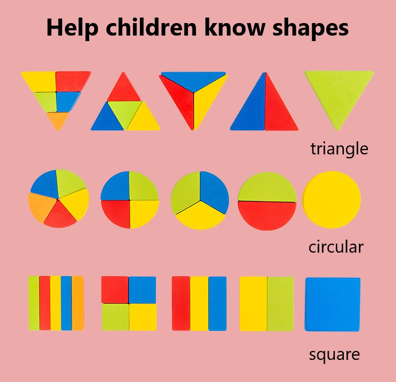 Kids 3D Wooden Geometric Shape Color Matching Toys Puzzle Montessori ...