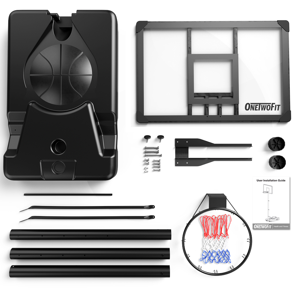 OneTwoFit Basketball Hoop Adult Adjustable Height Movable Basketball ...
