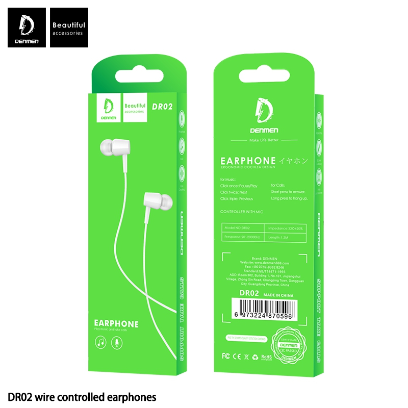 Denmen DR02 / DR06 Audio plug 3.5mm Original In Ear Headphones Earphone | Shopee Malaysia