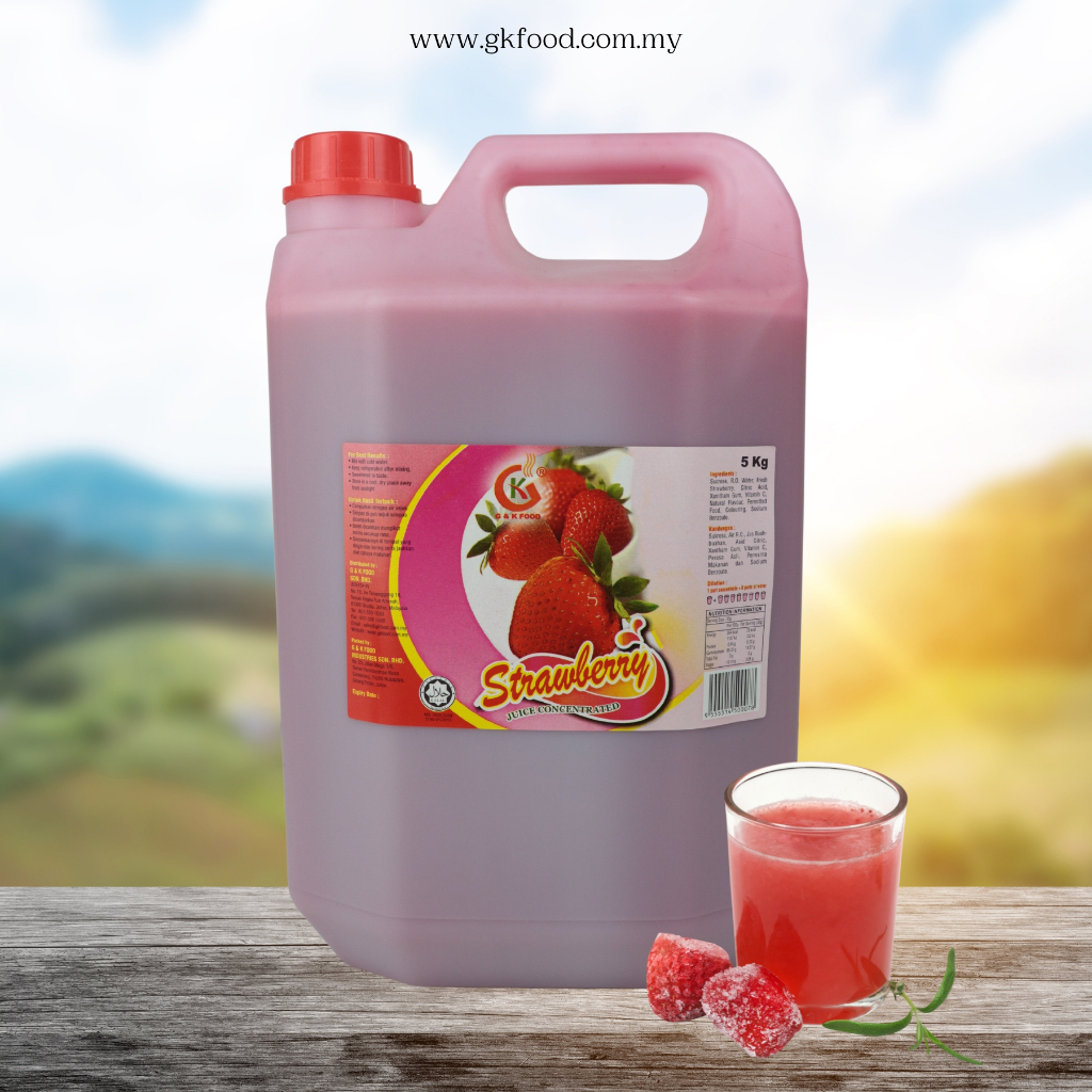 G&K 1:8 Concentrate Strawberry Juice 5kg(4L) | Jus Pekat Halal | air balang,ice blended,smoothie ...