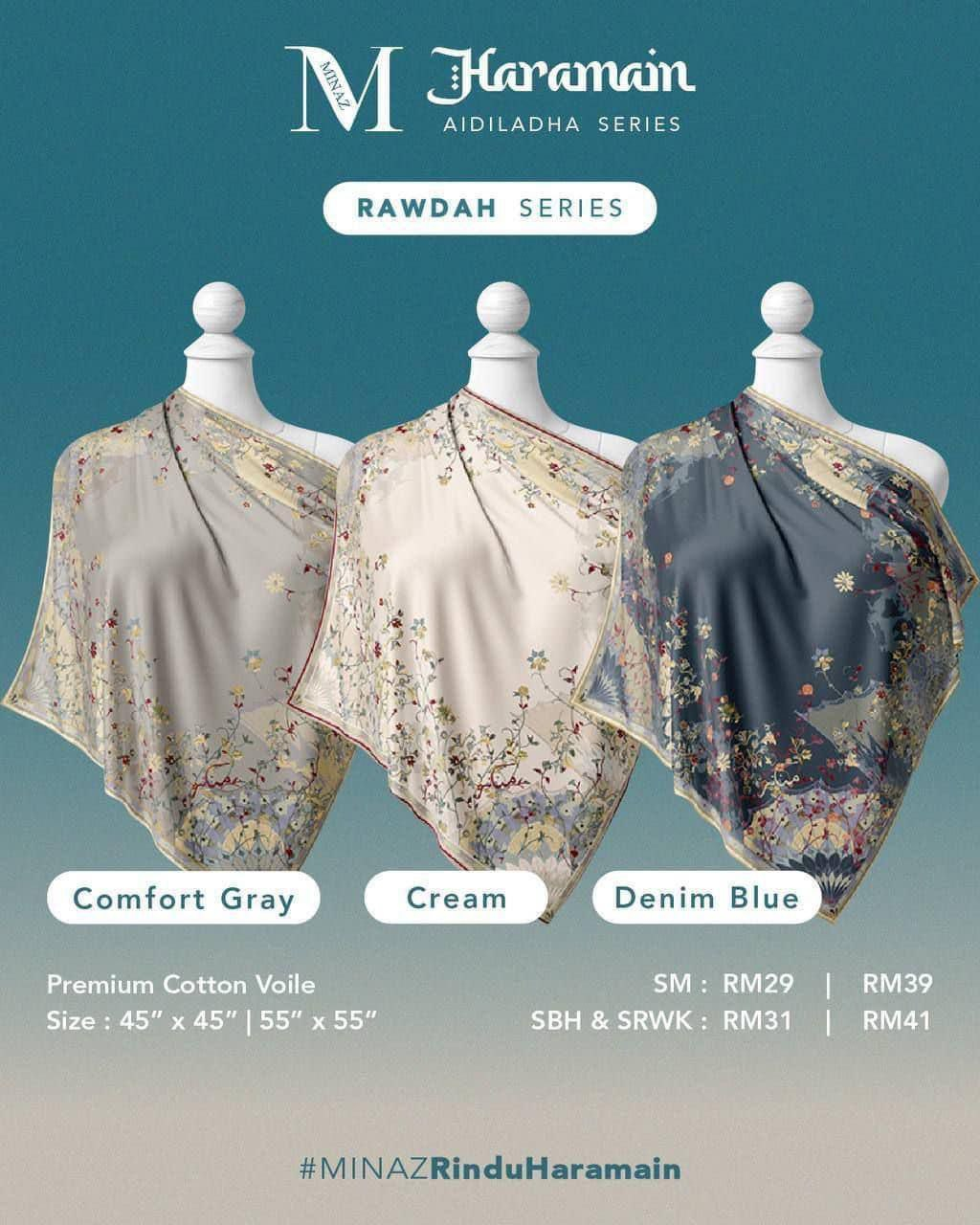 Tudung bawal Minaz Hijab printed haramain series raya adha 2023 bidang ...