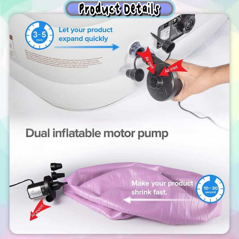 [Happy Kids] Portable Inflatable Electric Air Pump Inflator/Deflator 3 Nozzles Pump Swimming ...