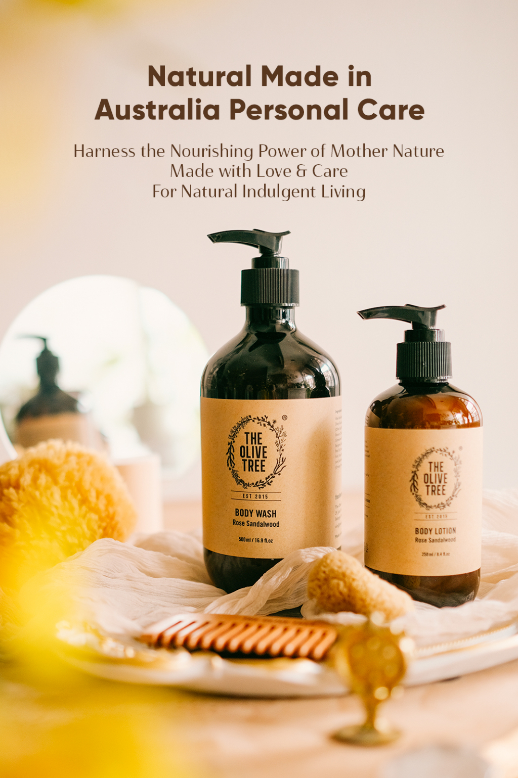The Olive Tree Rose Sandalwood Body Wash 500ml for Dry Itchy Skin ...