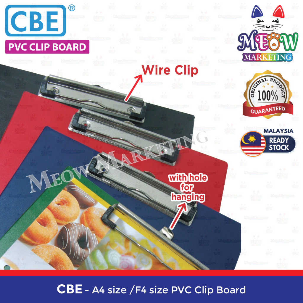 CBE PVC Clip Board - A4 (1341 Wire Clip/1344 Wire Clip) / F4 (1340 Wire ...