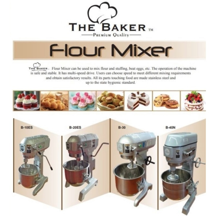 THE BAKER Flour Mixer B-20ES 20L Heavy Duty Industrial Commercial Power Stand Mixers Mesin ...