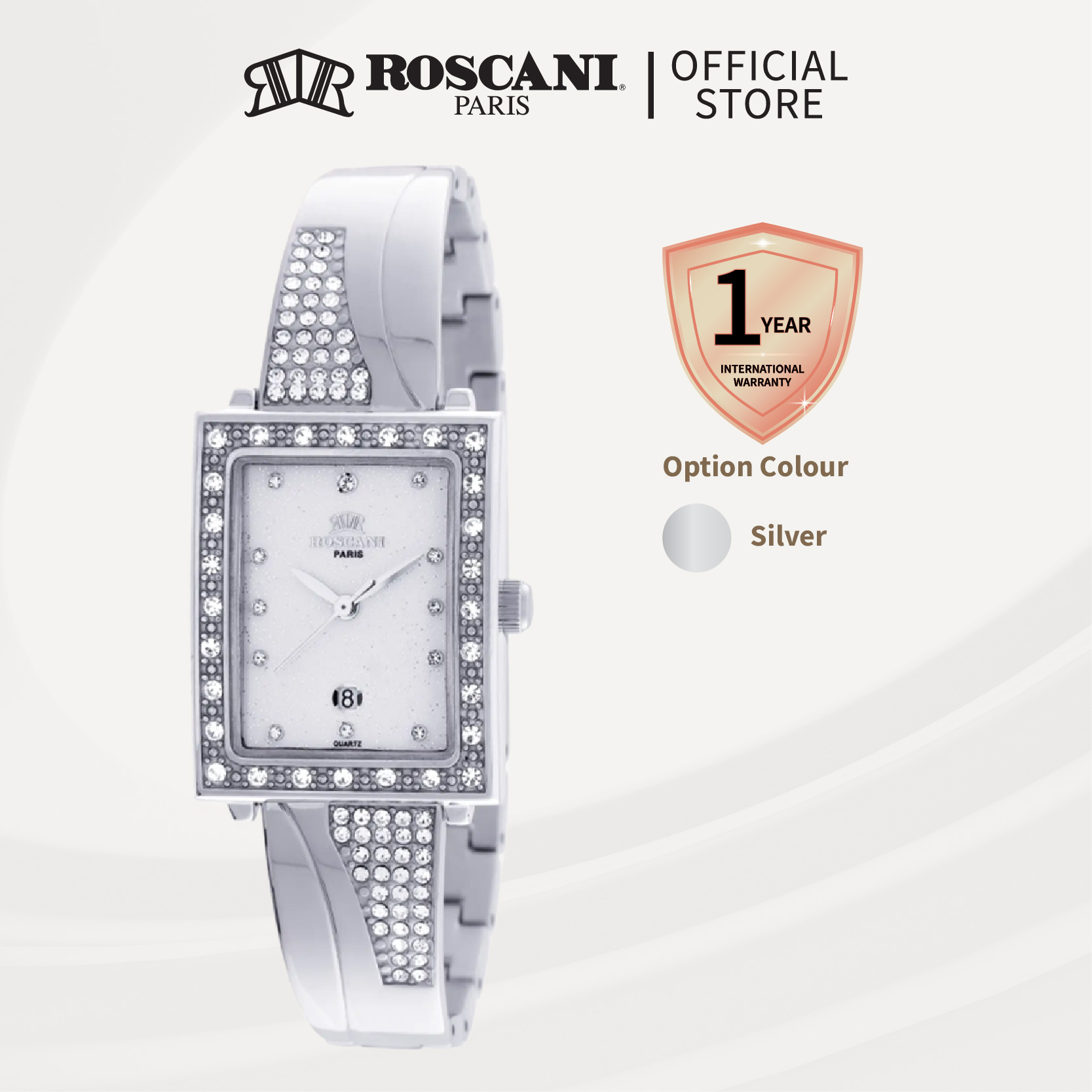 Roscani Mallory E86 Rose Gold Bangle Women Watch - Curve Crystal ...