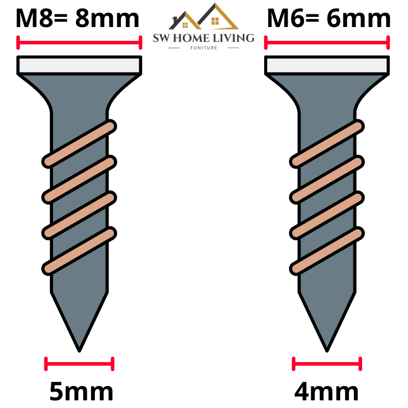 SW Skru CSK 50biji Saiz M8 M6 12mm 16mm 50pcs Screw Chrome Flat Head ...