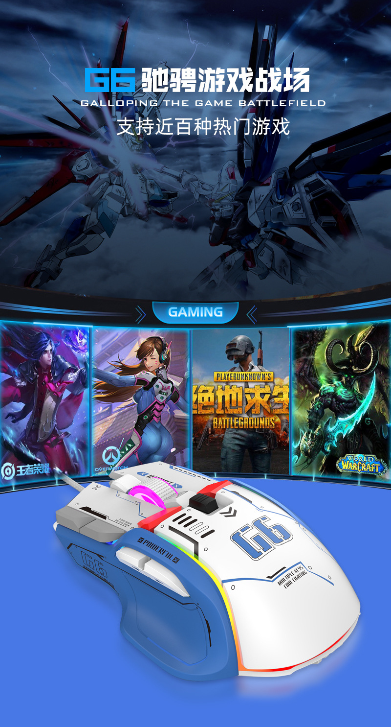 XUNFOX G6 Gaming Mouse WIRED Mice Ergonomic 10 Keys LED DPI Forward Backward Optical BT BATT PC ...