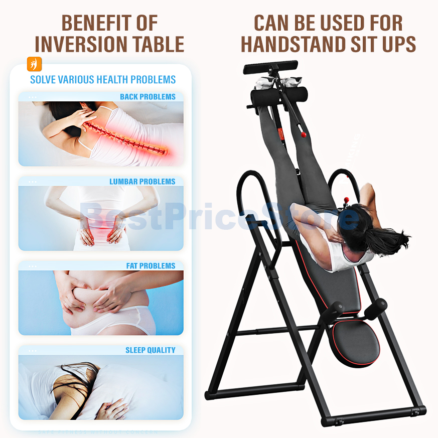 BPS Top Grade Foldable Inversion Table Therapy Tables Pain Relief Back ...