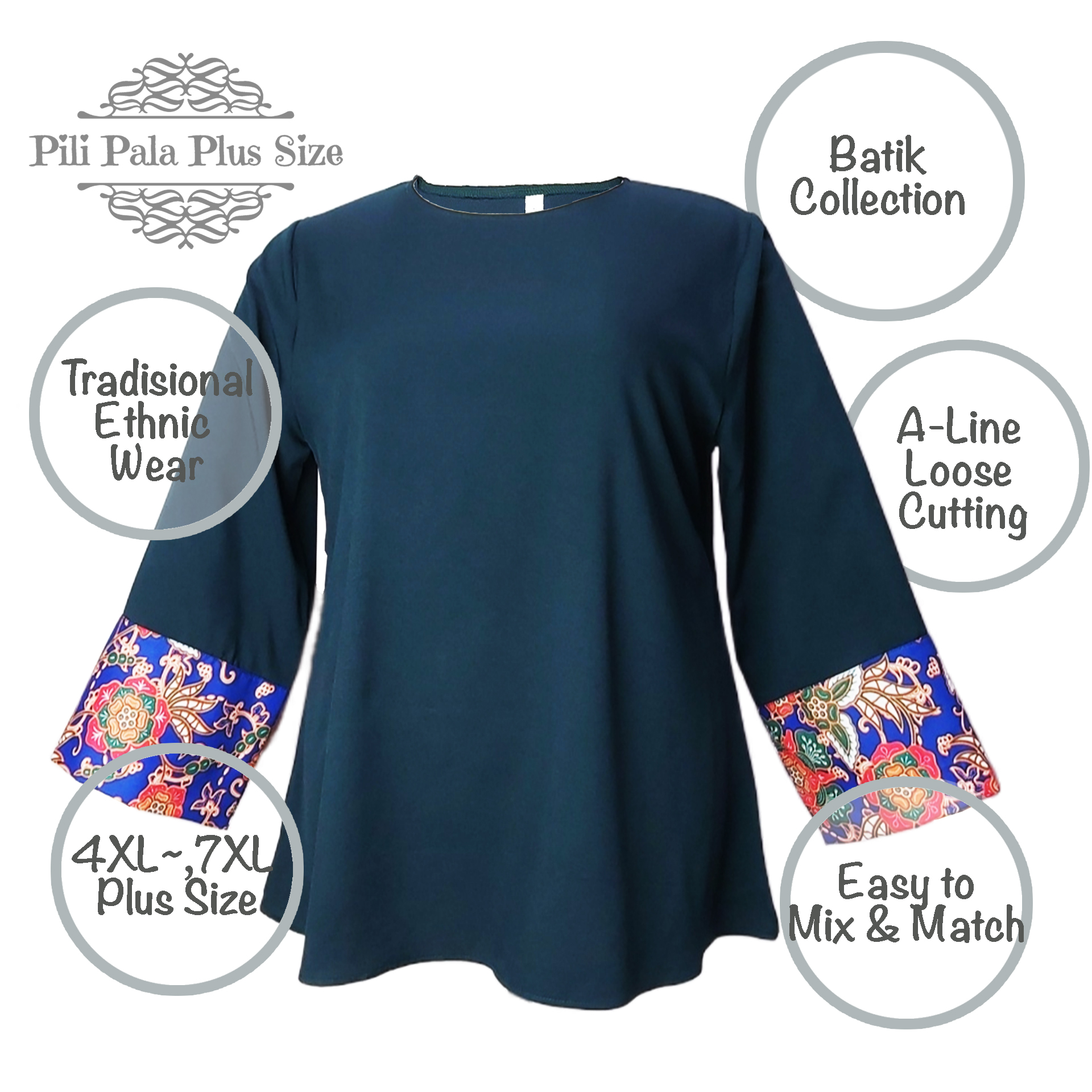 Blouse Batik Muslimah Plus Size 4XL & 7XL and Pario Batik Skirt By Pili ...