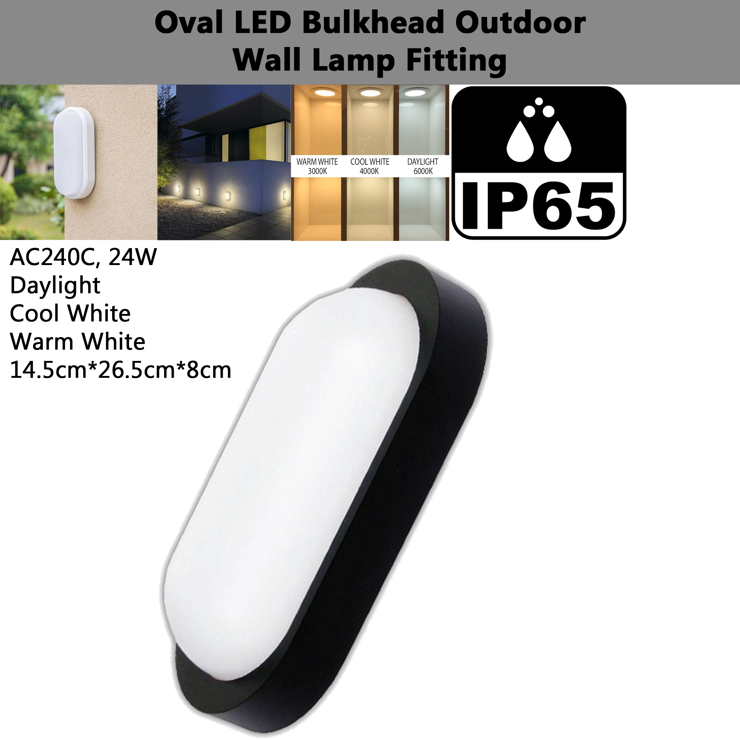 3H Lampu Dinding LED Bulkhead 6W/12W/24W Kalis Cuaca Bulat Oval ...