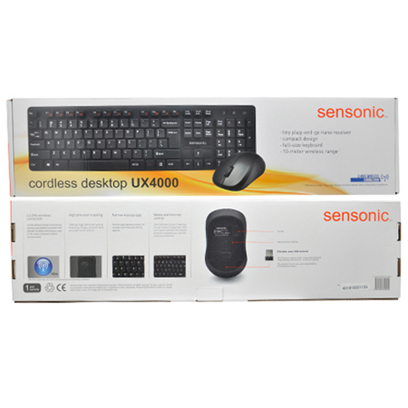 SENSONIC UX4000 2.4GHZ WIRELESS 1000DPI MOUSE&KEYBOARD COMBO SET ...