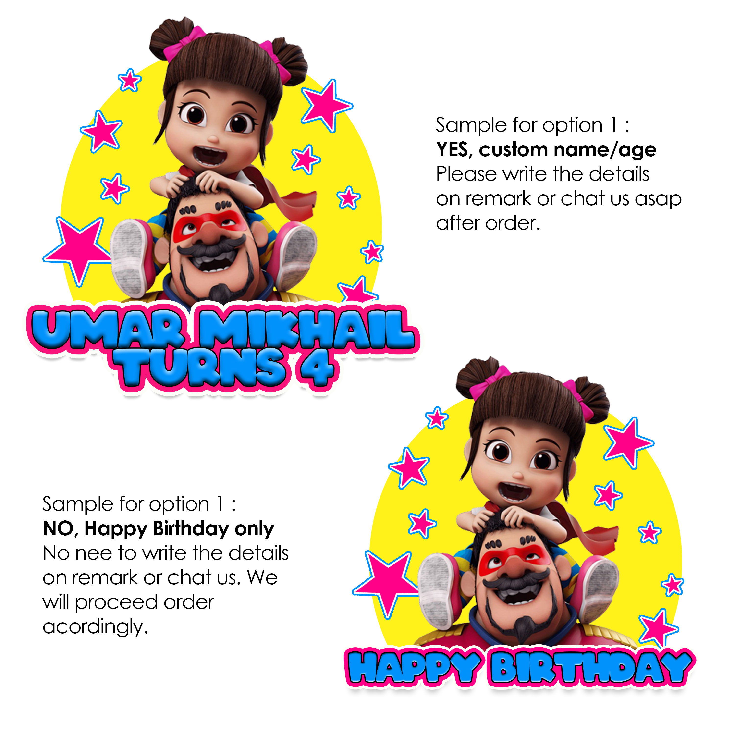 CAKE TOPPER PAPA PIPI ZOLA CUSTOM NAME FAST DELIVERY | Shopee Malaysia