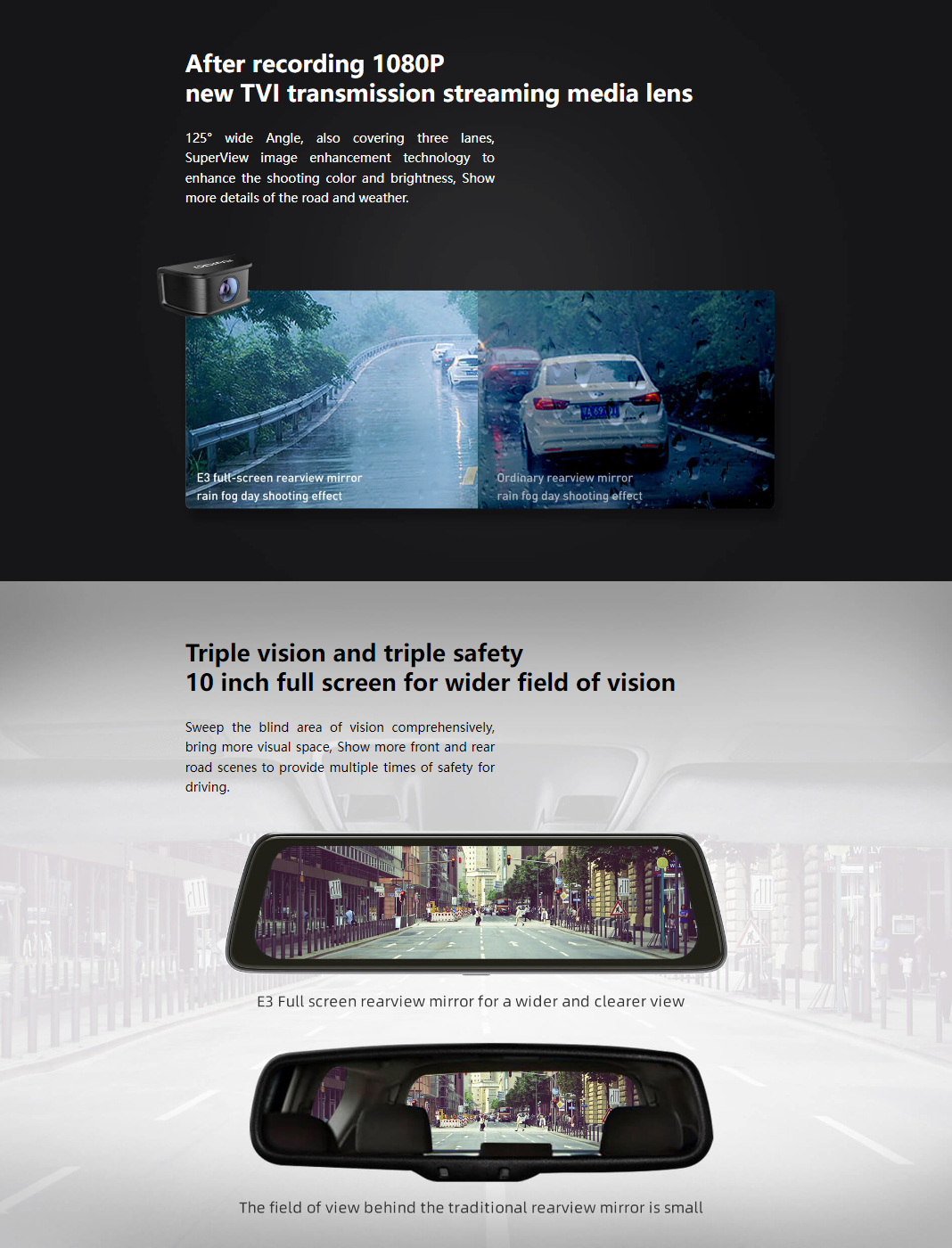 DDPAI Dashcam Mola E3 1440P Full HD Rearview Mirror Dash Cam DVR Car ...