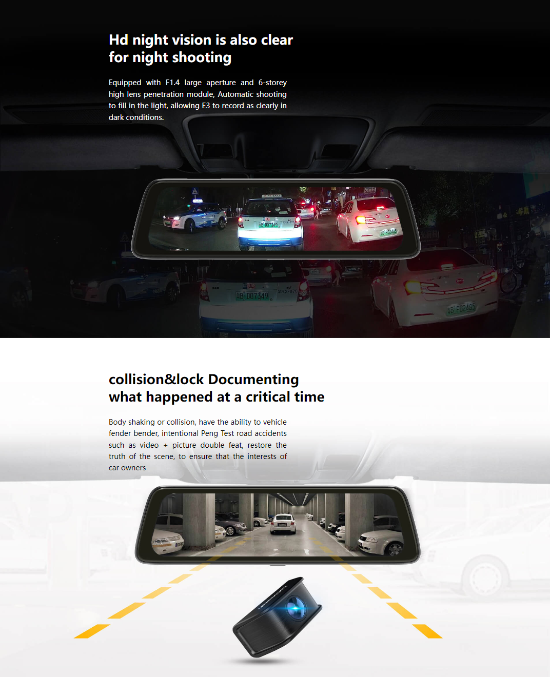 DDPAI Dashcam Mola E3 1440P Full HD Rearview Mirror Dash Cam DVR Car ...