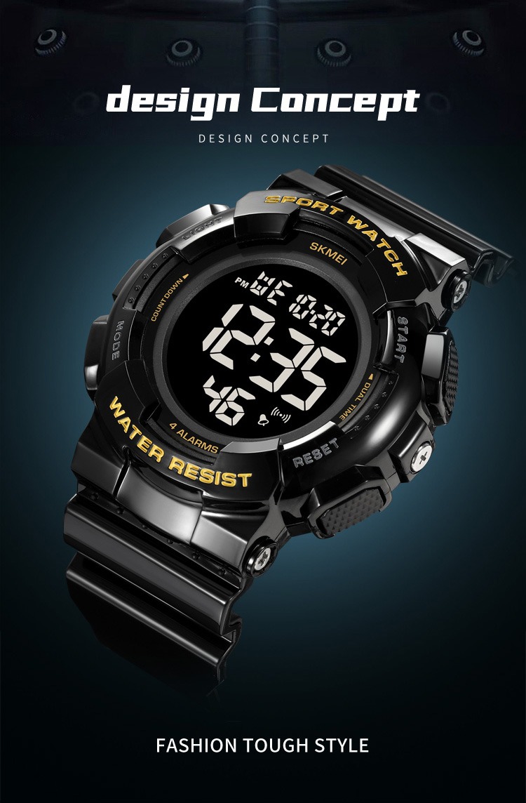 SKMEI 2081 Waterproof Men's Women's LED Digtial Date Military Stopwatch ...