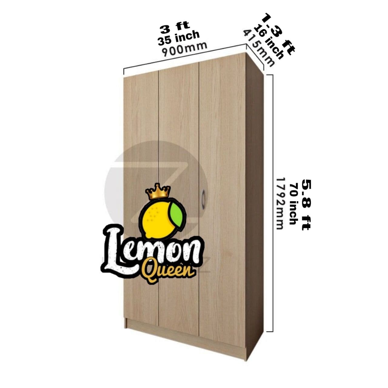 3 PINTU Almari Saiz Besar Wardrobe 6 Shelves Rak Baju Sangkut Cabinet ...