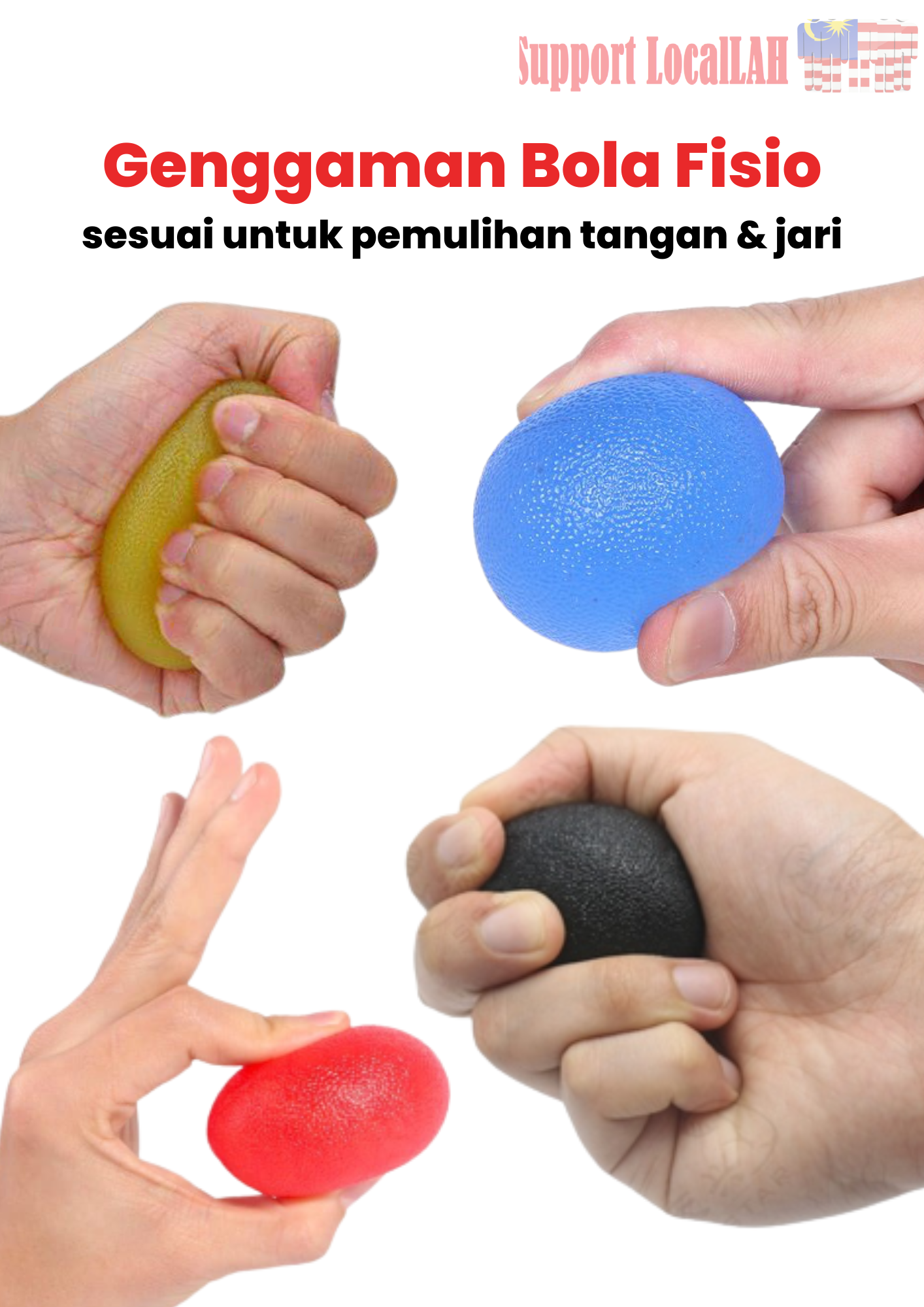 Stress Strength Rehabilitation Physio Therapy Massage Ball Grip for Hand, Fingers, Wrist | Bola ...