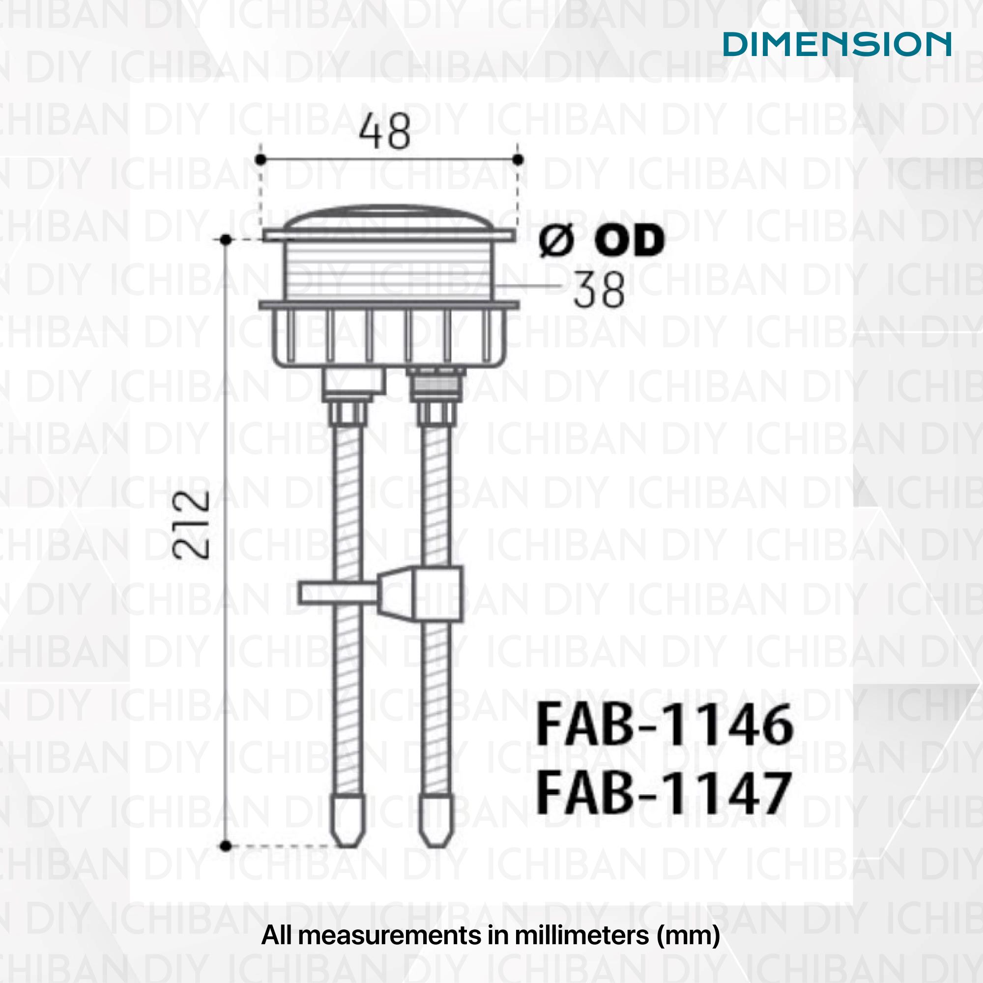 Techplas Single/Dual Flush Push Button FAB-1146 FAB-1147 Cistern 38mm Chrome Plated Water Tank ...