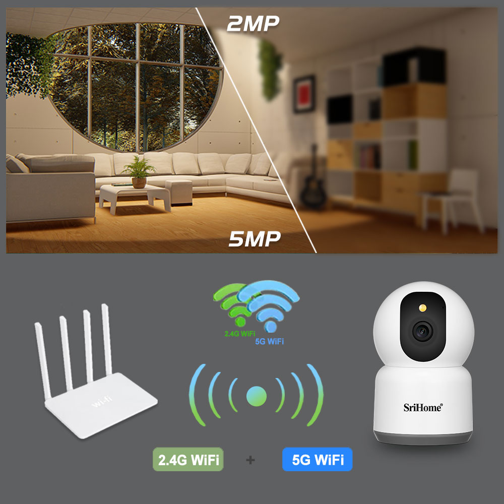 (5MP) SriHome SH038 2K Camera CCTV WiFi IP Security Cam PTZ Two-Way ...