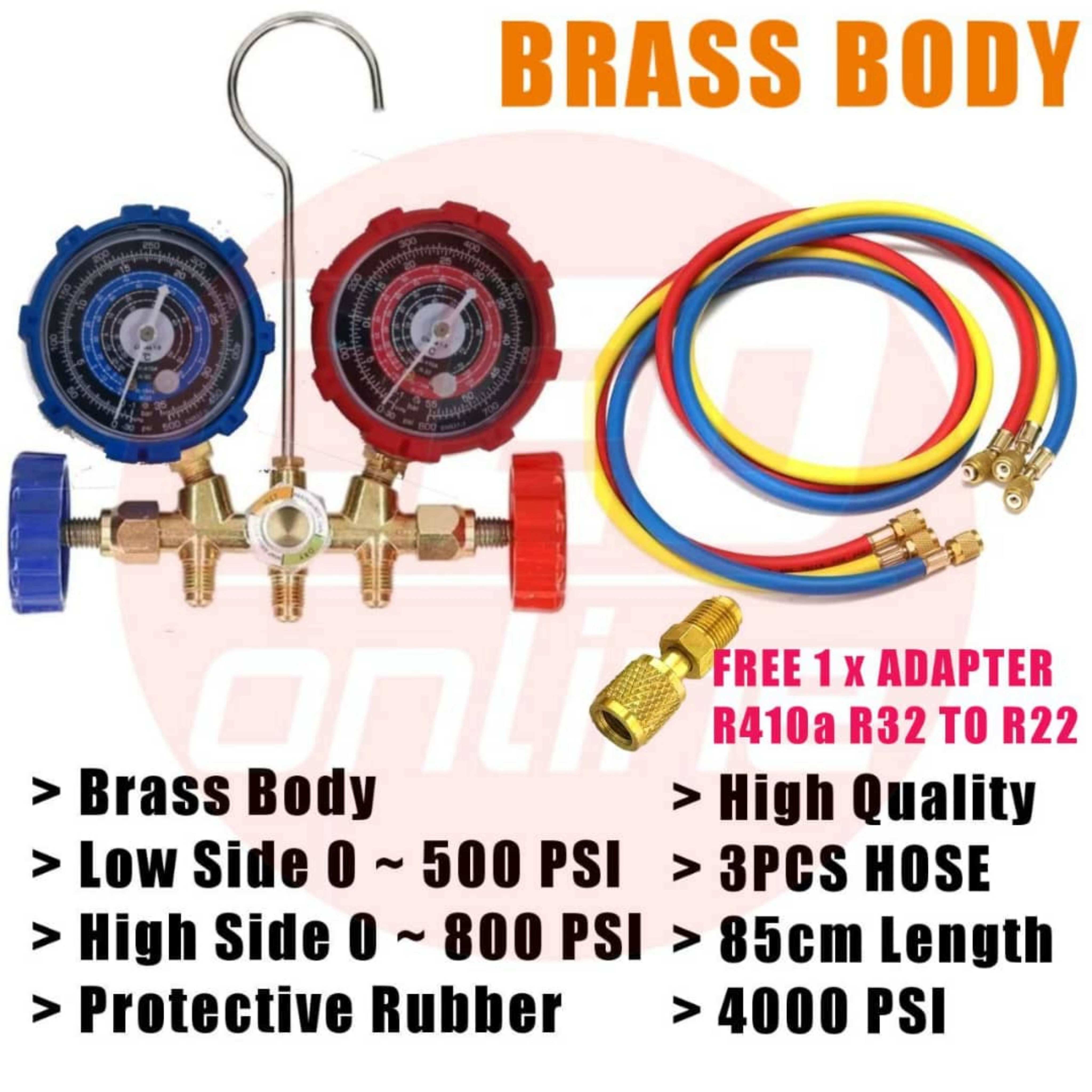 CEO 🇲🇾 [ FREE ADAPTER ] Manifold Gauge R32 R410a R22 R134a GAS METER ...