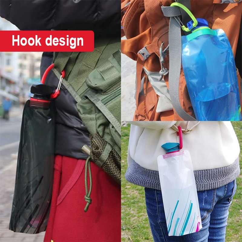 700ml Foldable Water Pouch Outdoor Portable Sports Water Bottle Bag ...