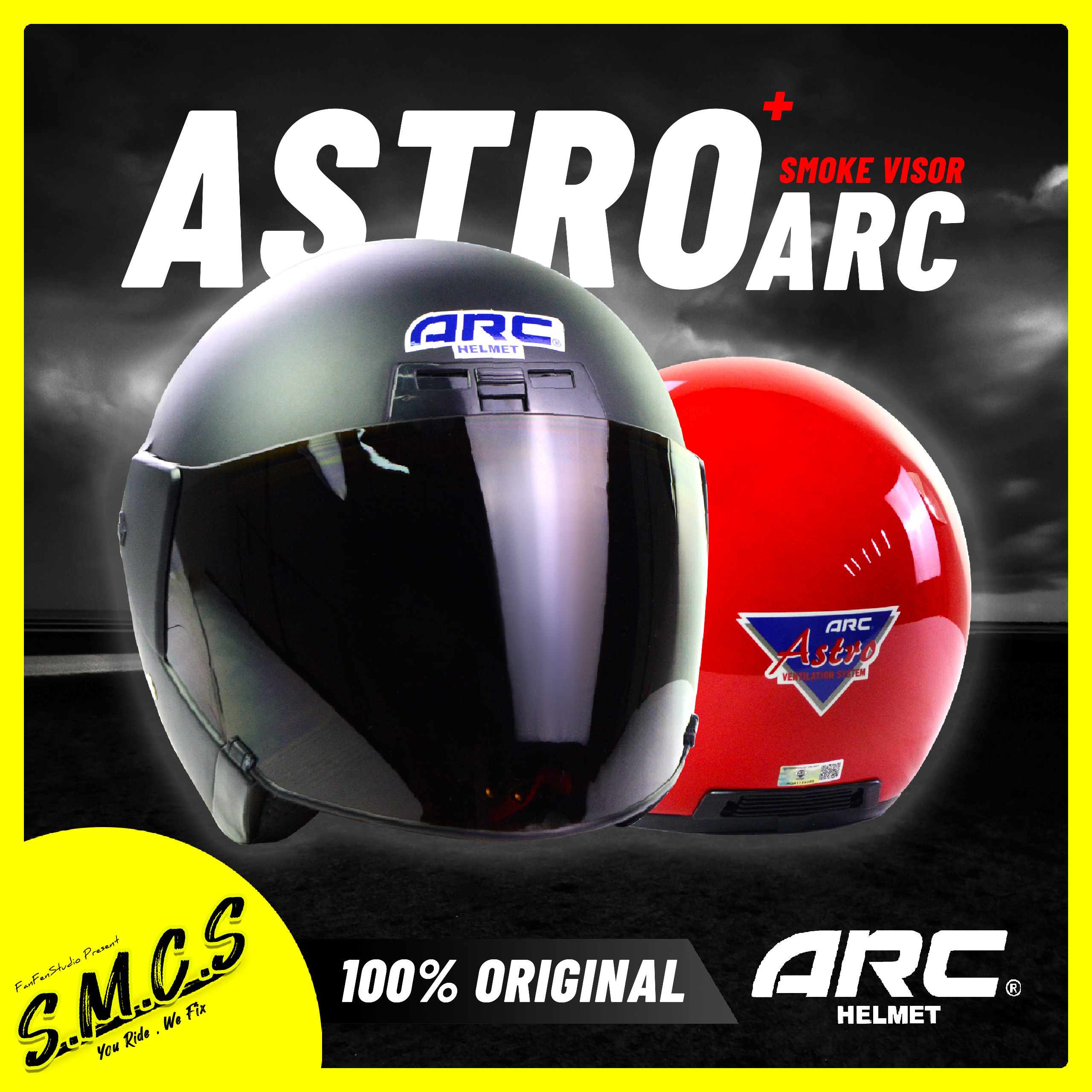 ARC Helmet Astro Black Visor With Rubber Feet [12 Colour] (100%Original ...