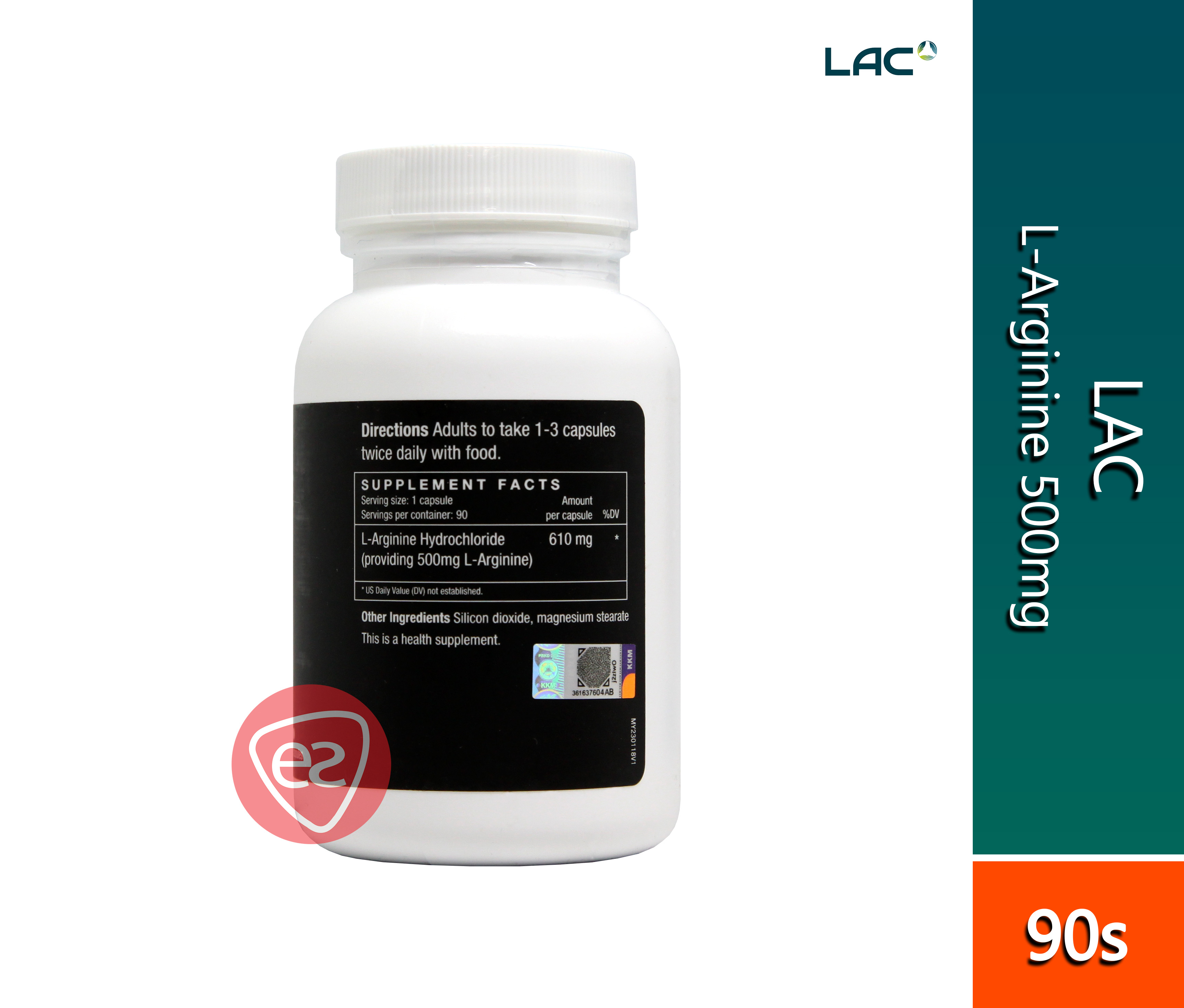 LAC L-Arginine 500mg Vegetable Capsule 90s (Was Known As GNC L-Arginine ...