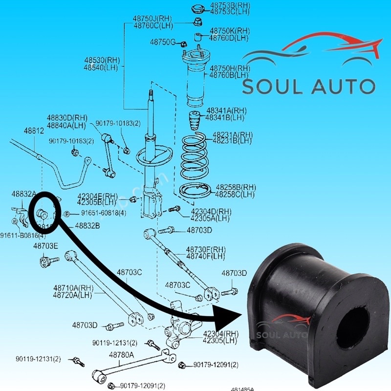 Toyota Camry ACV40 ACV41 ACV50 ASV51 (2007-2018) Rear Stabilizer Anti ...