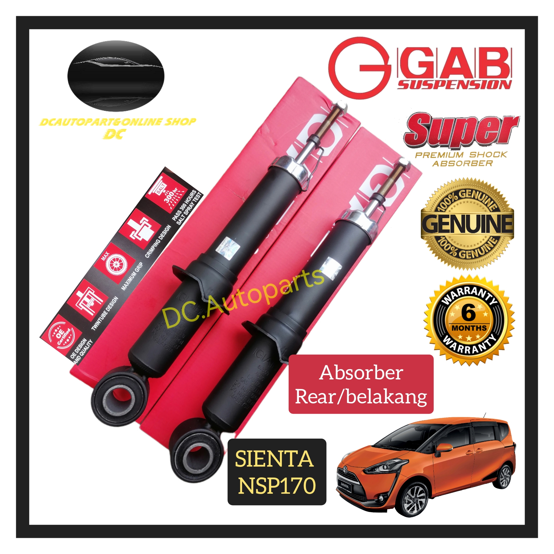 ORIGINAL GAB SUPER PREMIUM ABSORBER TOYOTA SIENTA NSP170 NHP170 2016 ...