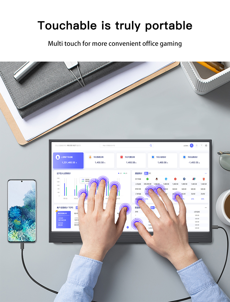 BYONE Touch Portable Gaming Monitor Touch Screen For Switch XBOX PS4 ...