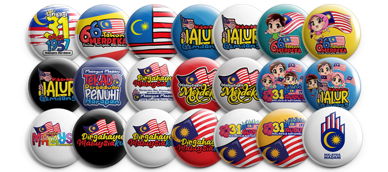 Button Badges Doodle Style Merdeka Malaysia Madani Jalur Gemilang ...