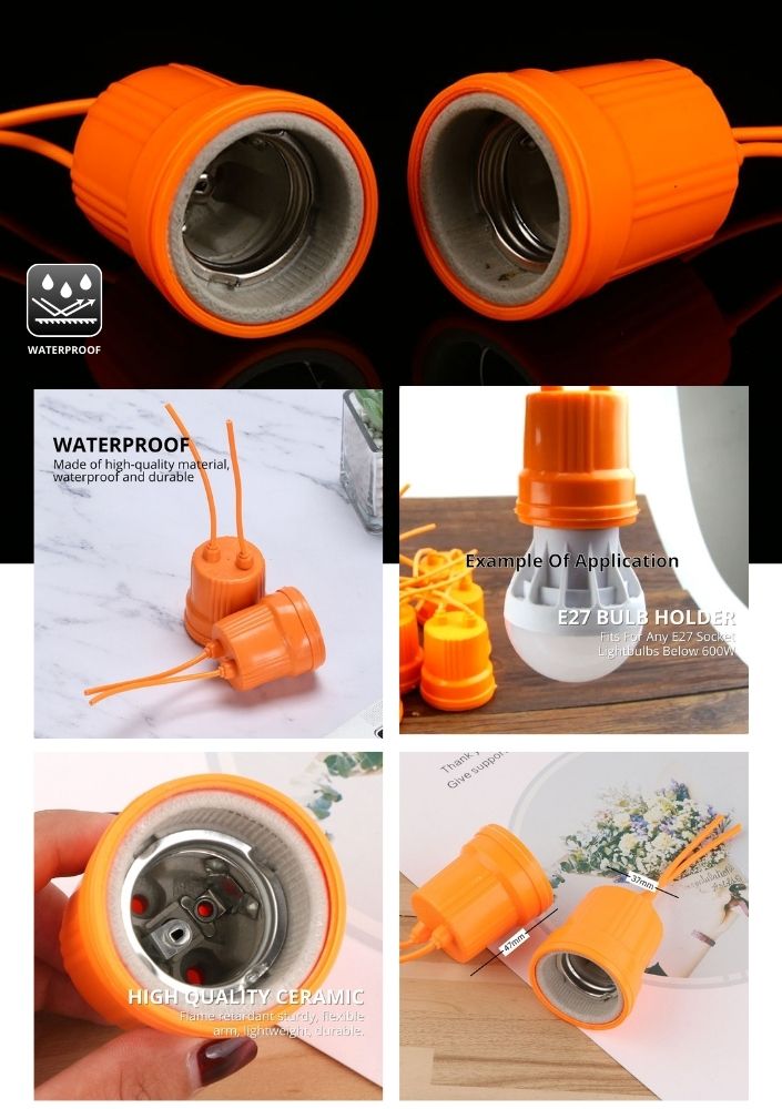WATERPROOF E27 Ceramic Lamp Socket Porcelain Lamp Holder Outdoor Lamp ...
