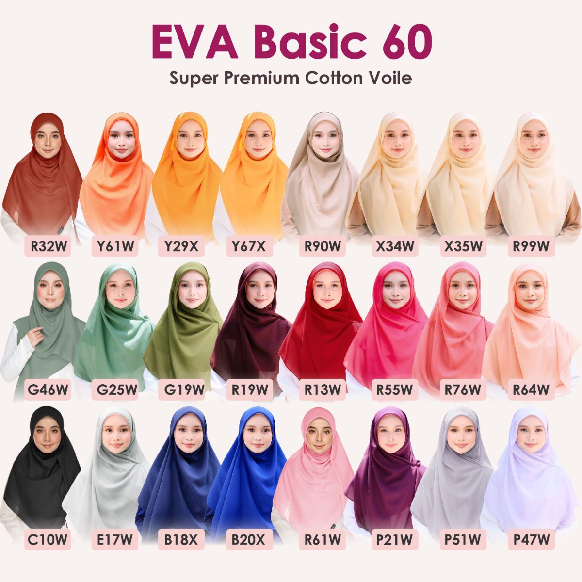Bidadarihouse Eva Basic 140cm (Bidang 60) Tudung Bawal Super Premium Cotton Voile Sedondon ...