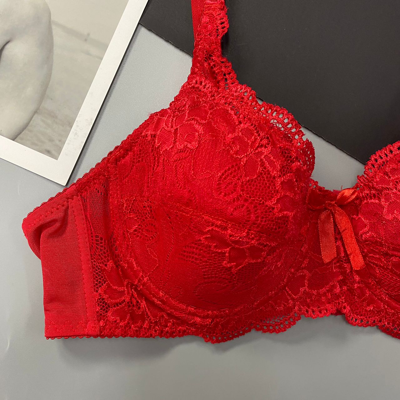 Women Bra Plus Size Wired BC Cup Floral Lace Thin Sponge Baju Dalam ...