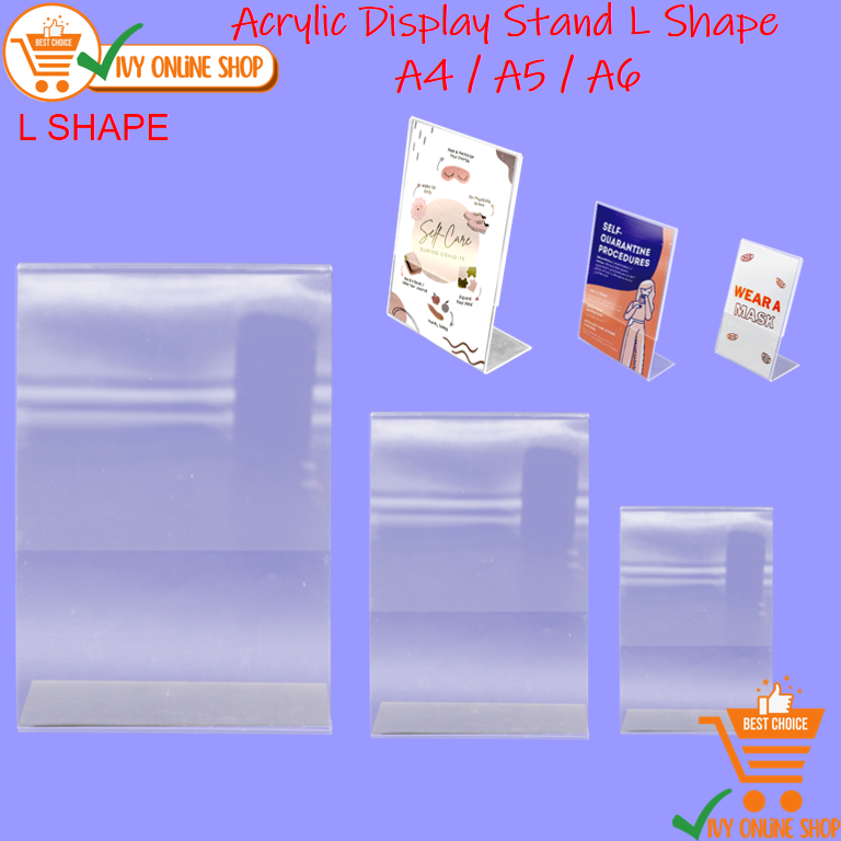 Ready Stock Acrylic L Shape A4 / A5 / A6 Stand Display Stand | Shopee ...