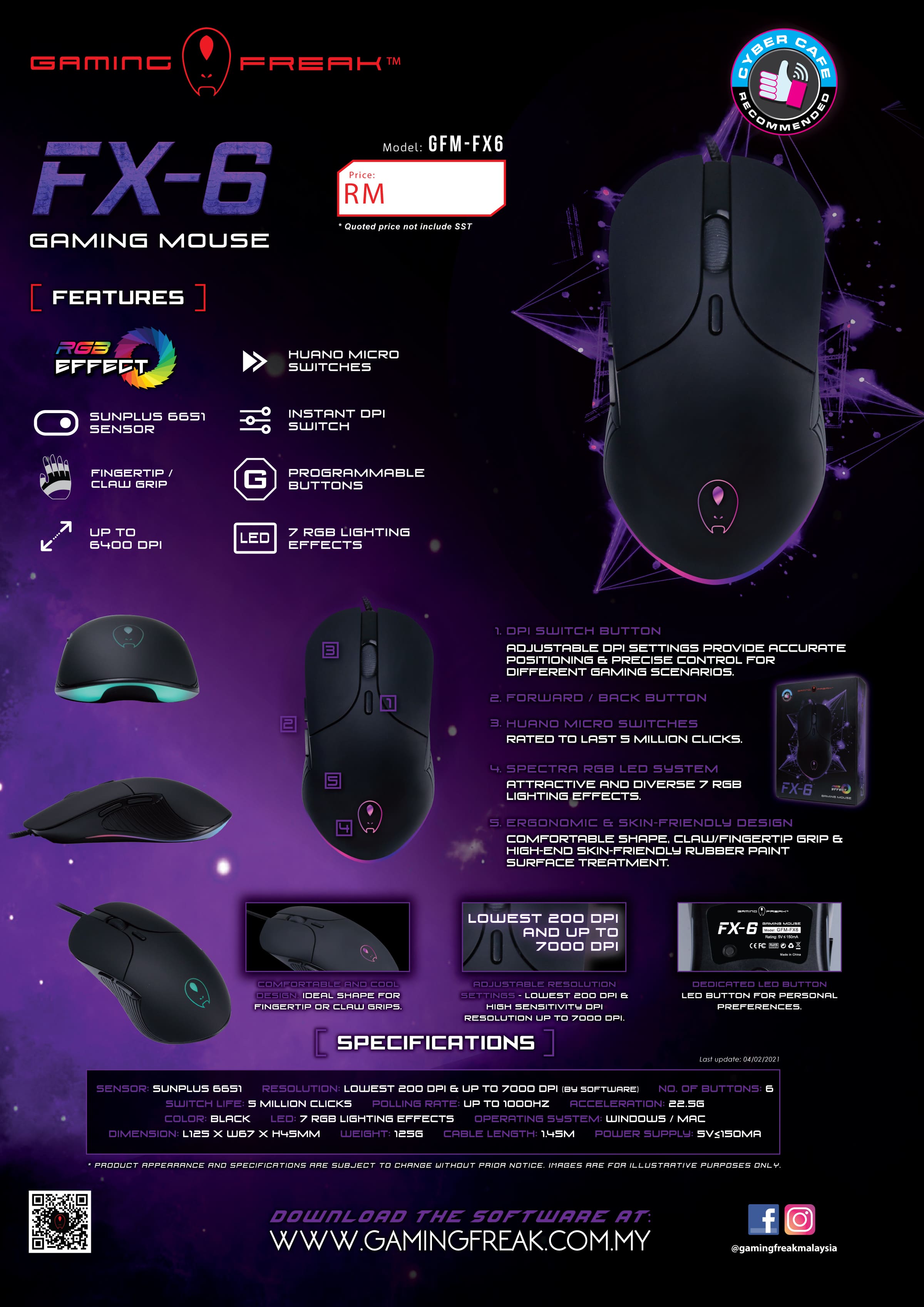 Gaming Freak FX Series USB RGB Gaming Mouse - FX-S1/FX2/FX3/FX5/FX6/FX7 | Shopee Malaysia