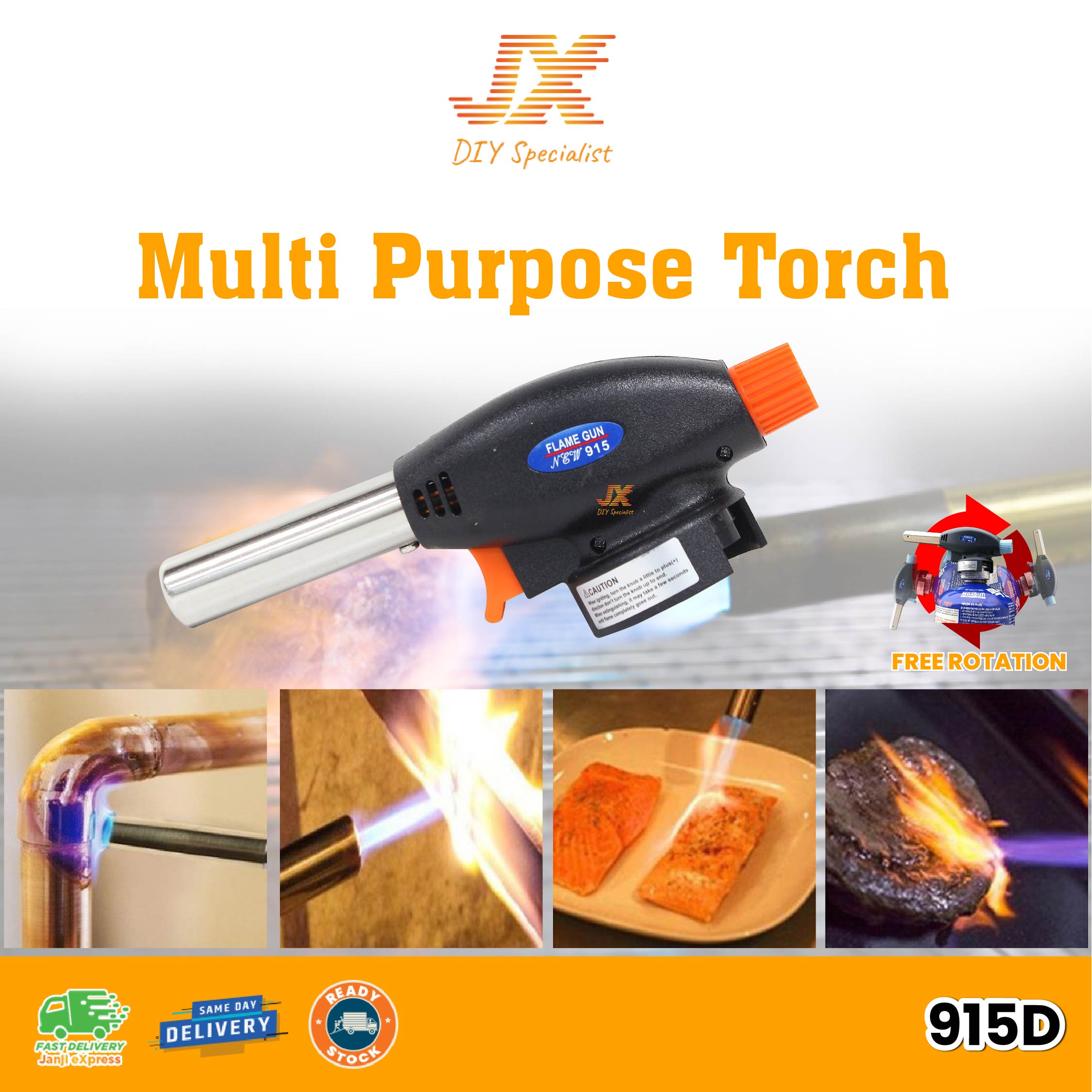 Camping Gas Torch Butane Burner Welding Fire Maker Flame Gun ...