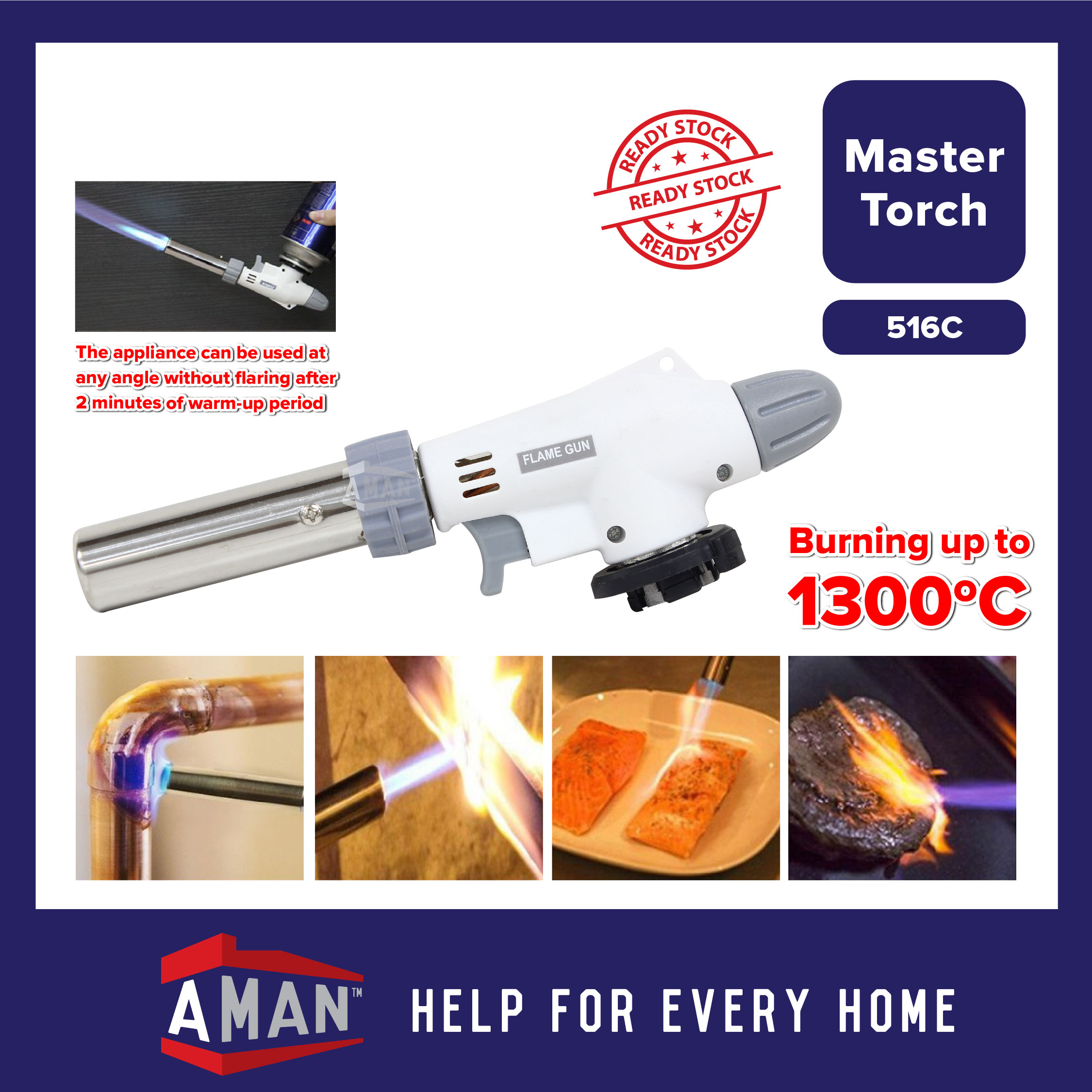 Gas Torch Gun Butane Burner Flaming Thrower Welding Camping Fire Maker ...