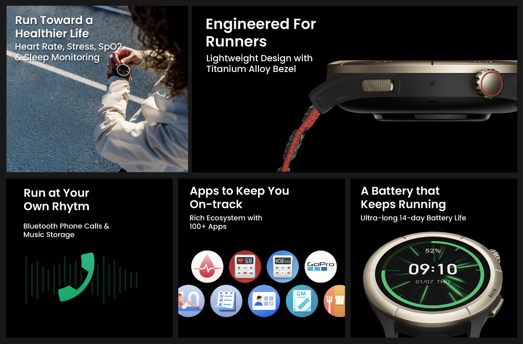 Amazfit Cheetah Pro 47mm Smart Watch for Men,Perfomance Smart Watch ...