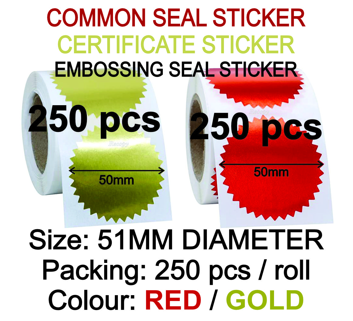 RECOPY | COMMON SEAL STICKER | CERTIFICATE STICKER | EMBOSSING SEAL ...